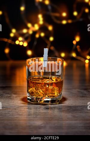 Father's Day Holiday Concept. Transparent glasses, stylish black paper ...