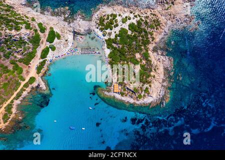 Cost of Sardinia: Peninsula of Punta Molentis. View of beautiful beach ...