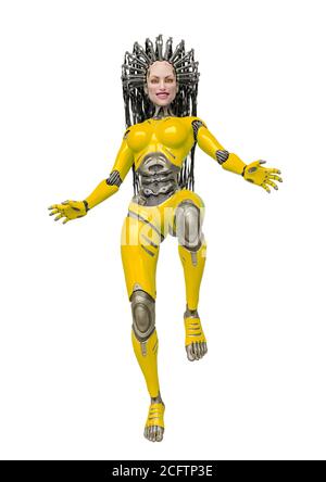 super cyborg is floating in the air, 3d illustration Stock Photo - Alamy
