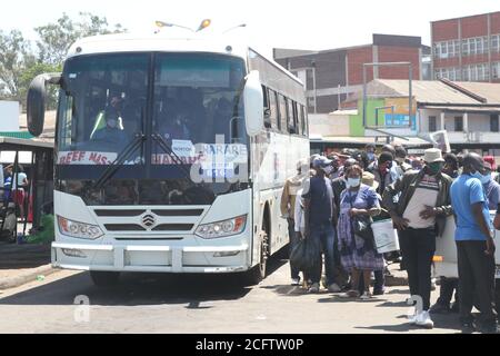 Harare, Zimbabwe. 7th Sep, 2020. Commuter omnibuses are seen at Market ...