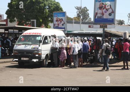 Harare, Zimbabwe. 7th Sep, 2020. Commuter omnibuses are seen at Market ...