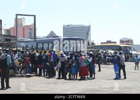 Harare, Zimbabwe. 7th Sep, 2020. Commuter omnibuses are seen at Market ...