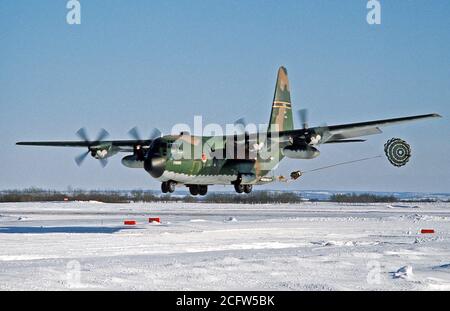 A Low Altitude Parachute Extraction System (LAPES) drop takes place ...