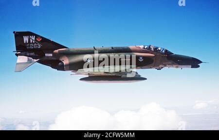 A right side view of an F-4G Advanced Wild Weasel Phantom II and an F ...