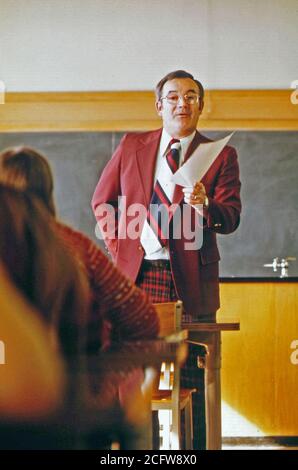 Typical looking high school teacher in an early 1970s high school Stock ...