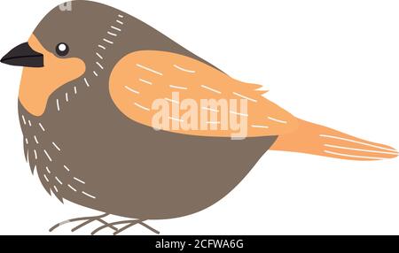 Cute cartoon robin bird drawing. Simple flat drawing of European robin ...
