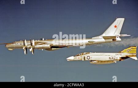An F-4 Phantom II aircraft from Fighter Squadron 161 (VF-161) is ...