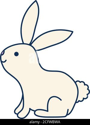 cute rabbit icon over white background, vector illustration Stock ...