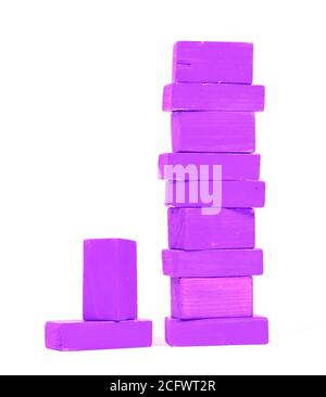 Vintage purple building blocks isolated on white background Stock Photo ...