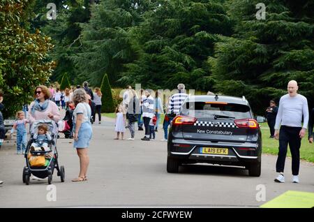 constabulary patrol car in royal botanic gardens kew london richmond UK ...