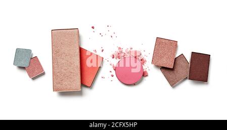 Makeup powders variety on white background Stock Photo - Alamy