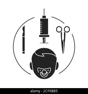 Pediatric surgery black line icon. Medical service and treatment ...