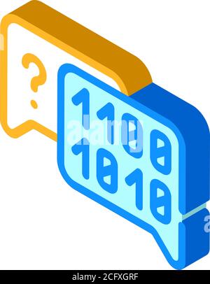 binary code and question mark quote frame line icon vector illustration ...