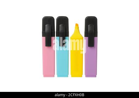 Different color highlighters isolated on white background Stock Photo ...