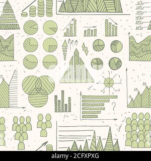 Business graphs and charts seamless pattern with background of colorful ...