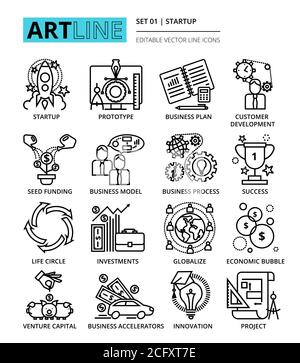 Company Development set icon. Editable icons company development theme ...