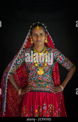 India, Gujarat, Bhuj, Great Rann of Kutch, Ahir Tribe. An example of ...