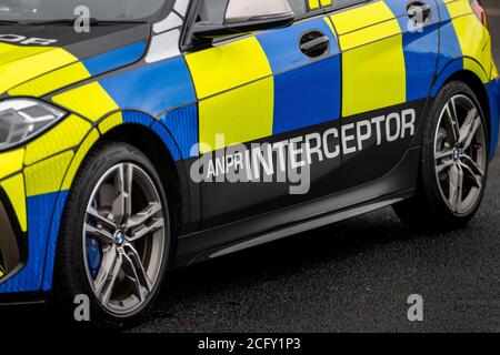 A BMW police vehicle on show during the launch by the PSNI of the new Automatic Number Plate ...