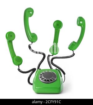Vintage telephone with multiple receivers Stock Photo - Alamy