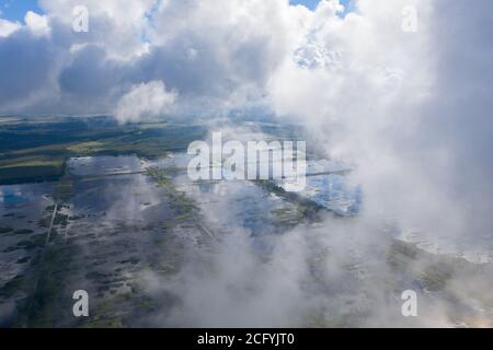 Aerial view of flooded Seda swamp (Sedas purvs) water lakes Stock Photo ...