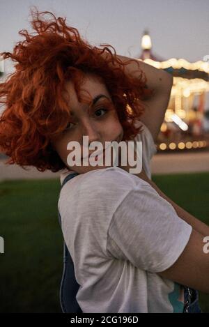 Young alternative redhead girl's portrait with green eyes Stock Photo ...