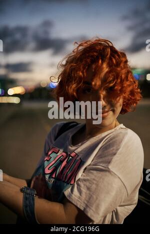 Young alternative redhead girl's portrait with green eyes Stock Photo ...
