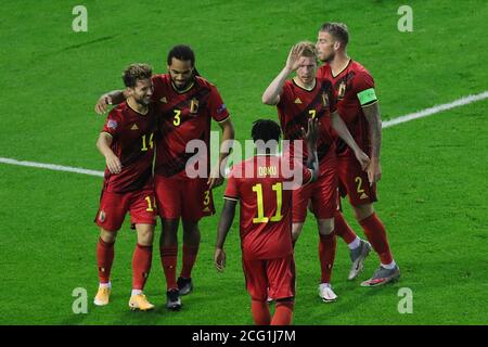 Belgium's Jeremy Doku, Belgium's Toby Alderweireld and pictured after a ...