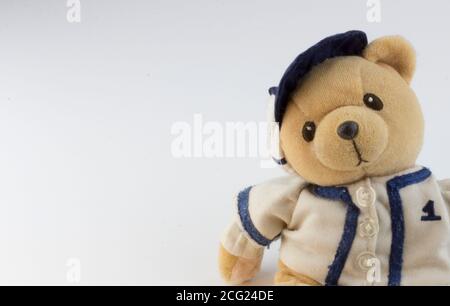 Teddy bear athlete in a baseball cap - toy. template for your postcard ...