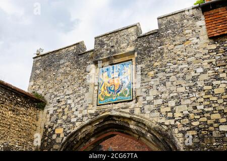 The medieval Prior's Gate at Winchester Cathedral Close in Winchester ...