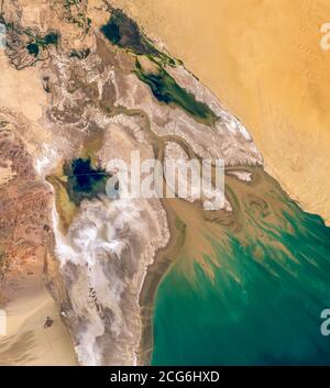 Aerial view of Colorado river delta, El Golfo Biosphere Reserve, Baja ...