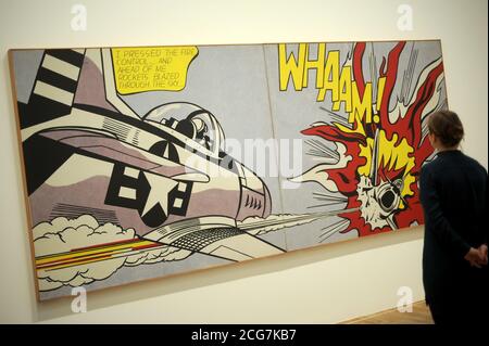 Roy Lichtenstein's painting Whaam! 1963 is exhibited during the press preview for Lichtenstein:A ...