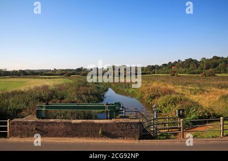 A sluice gate on the River Glaven by the A149 coast road at Cley-next ...
