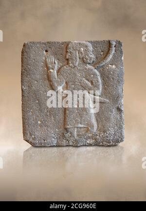 Hittite relief sculpted orthostat from a processing person from Tell ...