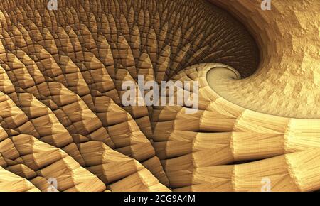 Abstract background, fantastic 3D gold structures, render illustration ...