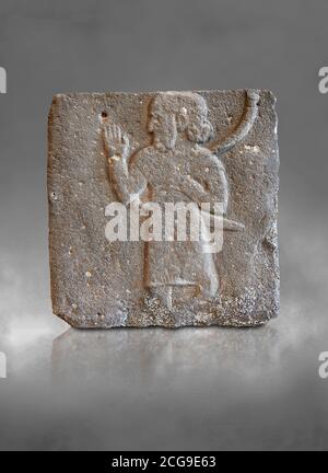 Hittite relief sculpted orthostat from a processing person from Tell ...