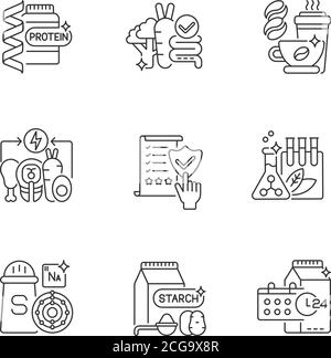 Protein nutrient icons set outline vector. Fat fiber. Nutrition dietary ...