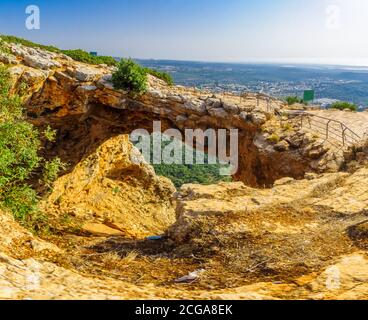 Western Galilee. National park mount Carmel. Summer season. Morning fog ...