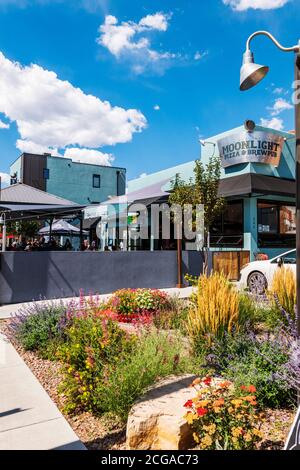 Exterior summer view of Moonlight Pizza restaurant; brewery & pub ...