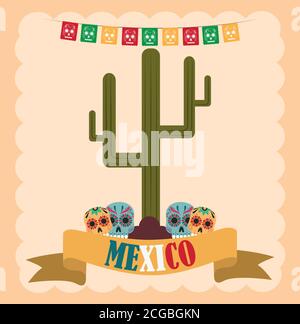 mexican cactus and skulls Stock Vector Image & Art - Alamy