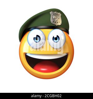 Emoji army solider isolated on white background, military emoticon ...
