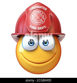 Fireman emoji isolated on white background, firefighter emoticon 3d ...