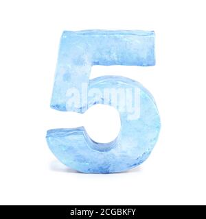 Blue ice font Number 5 FIVE 3D rendering illustration isolated on white background Stock Photo ...