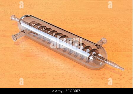 Glass spiral reflux condenser, coil condenser, lab chemistry glassware ...