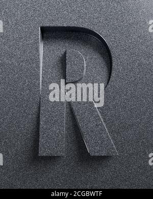 Slanted 3d font engraved and extruded from the surface, letter A Stock ...