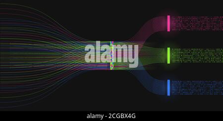 Big data visualization. Data stream of vivid particles with copy space ...