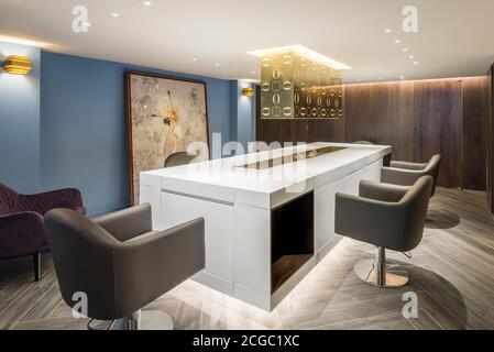 Haircut stations in a luxury hair salon between ground floor and ...