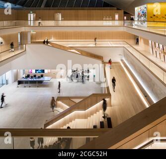 Interior view of atrium stairs. Design Museum, London, United Kingdom ...