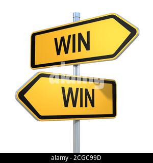 two road signs - win lose choice Stock Photo - Alamy