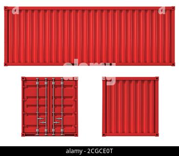 Ship cargo container side view with cardboard boxes Stock Photo - Alamy