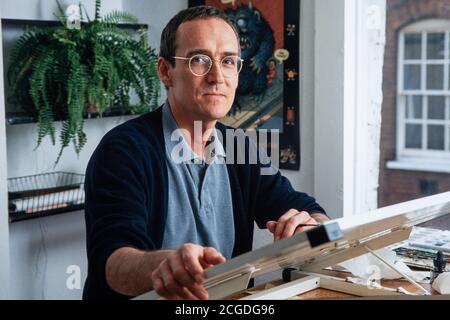 Author and illustrator Colin McNaughton in his studio in Covent Garden ...